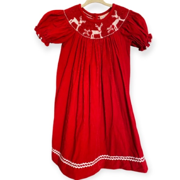 Southern Tots | Dresses | Southern Tots Smocked Red Corduroy Dress With ...